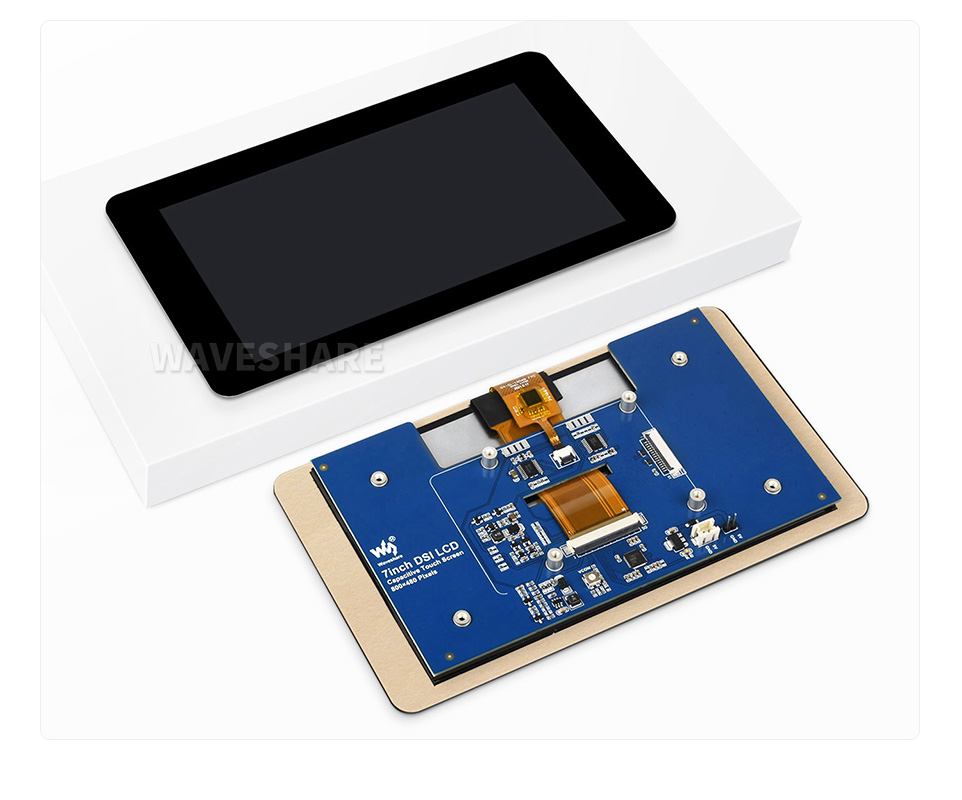 7寸电容触控屏 800×480像素 DSI通信 IPS显示面板 5点触控 带外壳