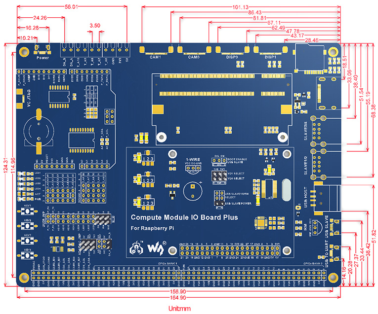 树莓派3/3+计算模块扩展板|Compute Module IO Board Plus