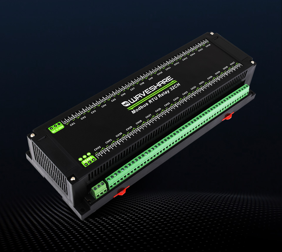 Modbus RTU 32路继电器模块 RS485接口 带多种隔离保护电路 工业级 导轨式外壳