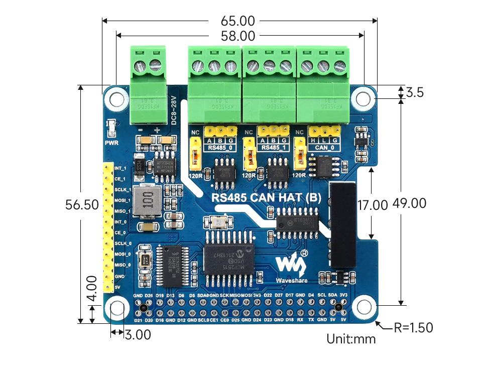 [物聯汪汪] 含稅附發票~ 樹莓派隔離型RS485 CAN擴充套件板 雙RS485+CAN 內建多種保護電路 - 物聯汪汪 - iOPEN Mall