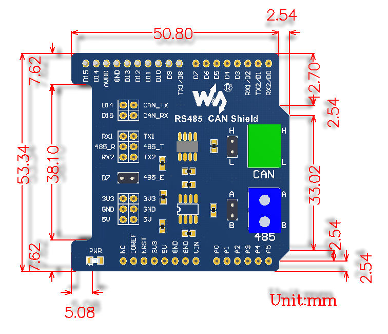 含稅附發票~ 微雪支援 Arduino/NUCLEO RS485 CAN Shield 擴展板 | Yahoo奇摩拍賣