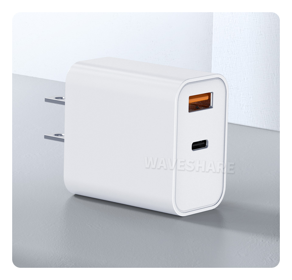 PD30W双口快充头 USB Type-A/Type-C接口充电器 充电头 美规电源 智能配速不伤机