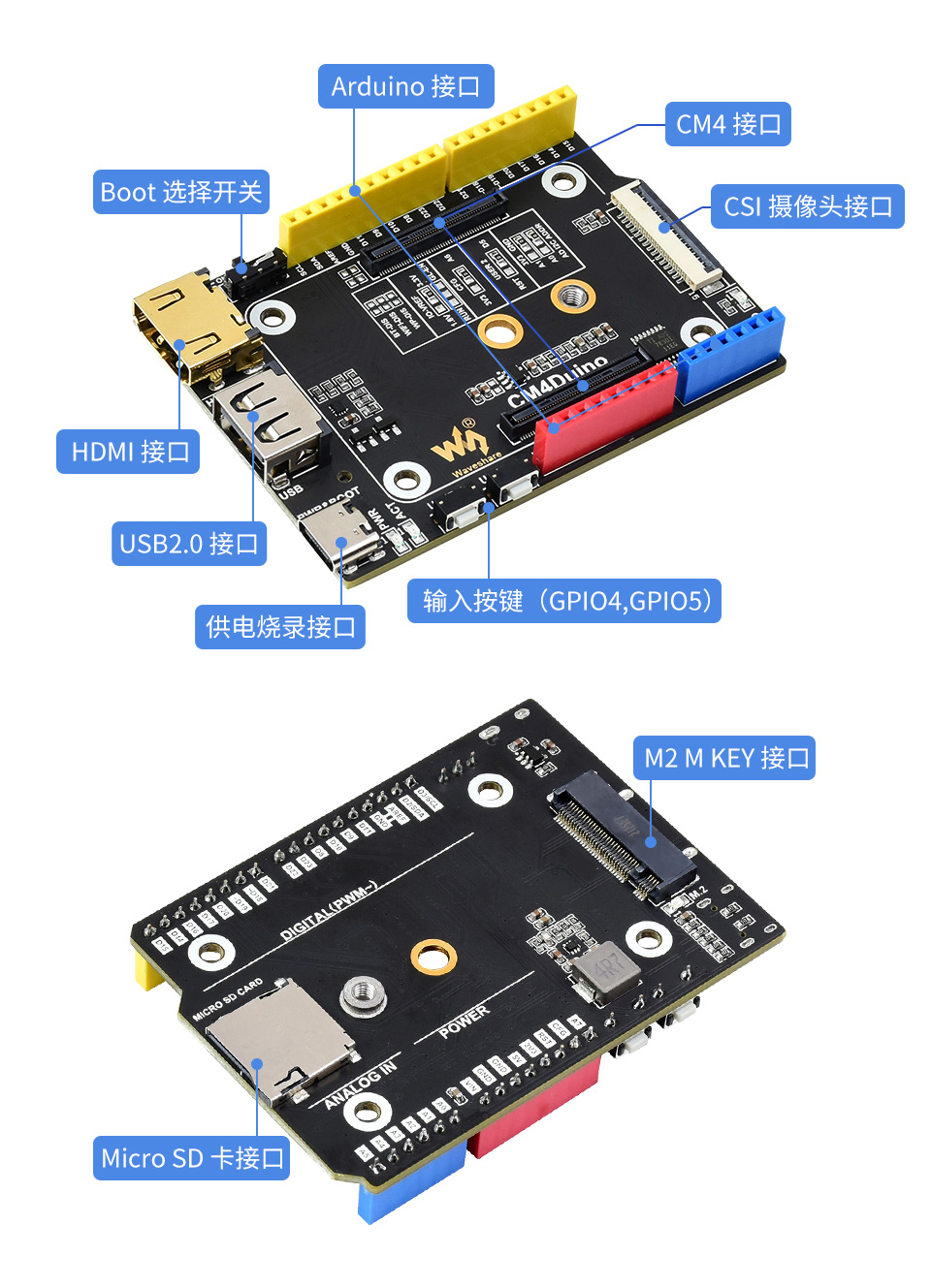 树莓派CM4 duino扩展板HDMI USB M.2接口 支持Arduino生态