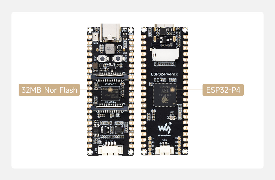 ESP32-P4 开发板 基于 ESP32-P4 的高性能开发板 搭载 RISC-V 32 位双核与单核处理器的高性能 MCU 提供丰富的人机交互接口